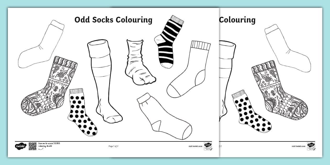 Odd Socks Colouring Sheets (teacher made) - Twinkl