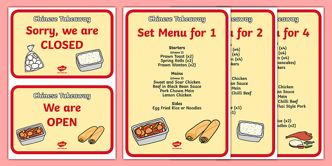 Chinese Take Away Role Play Signs