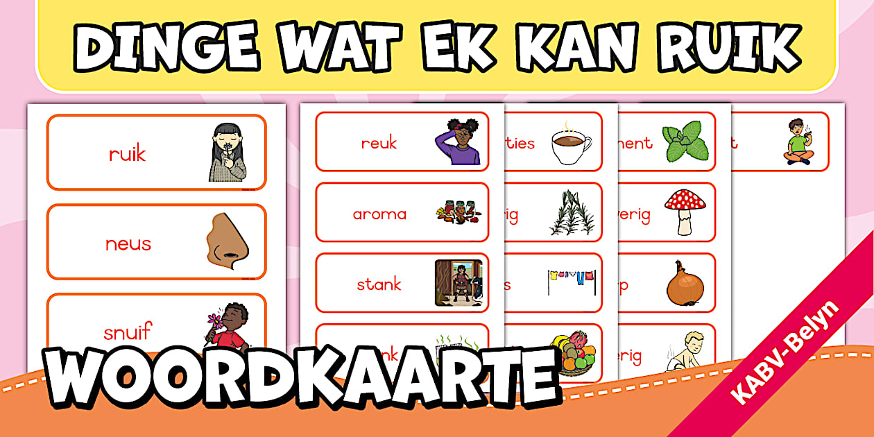 GF Huistaal - Dinge Wat Ek Kan Ruik - Woordkaarte (KABV-Belyn)