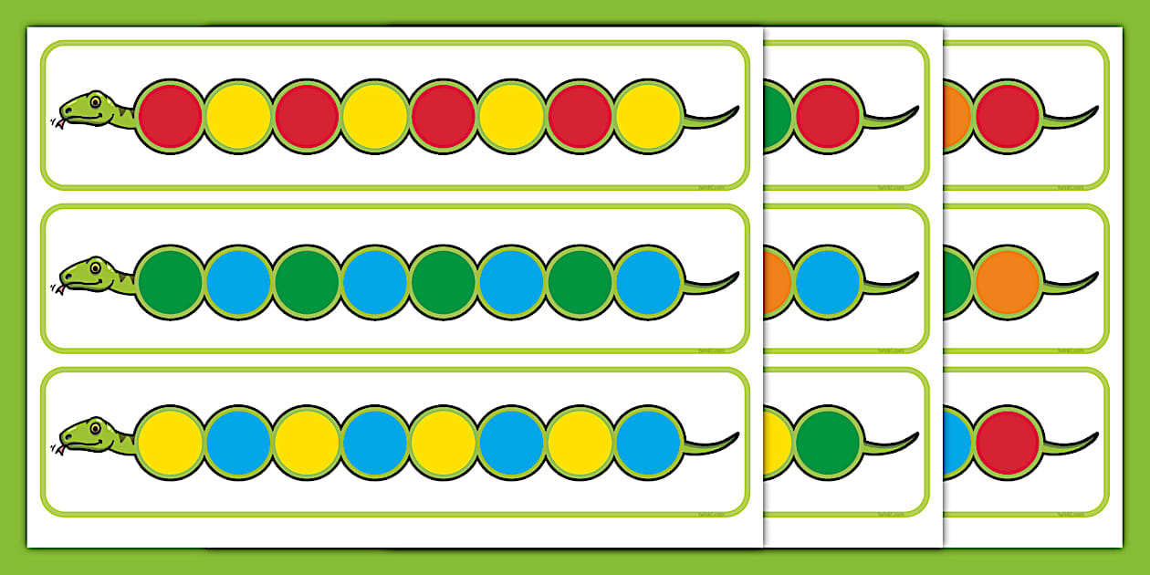 👉 Bead Snakes Repeating Pattern Cards (AB Patterns) | Twinkl