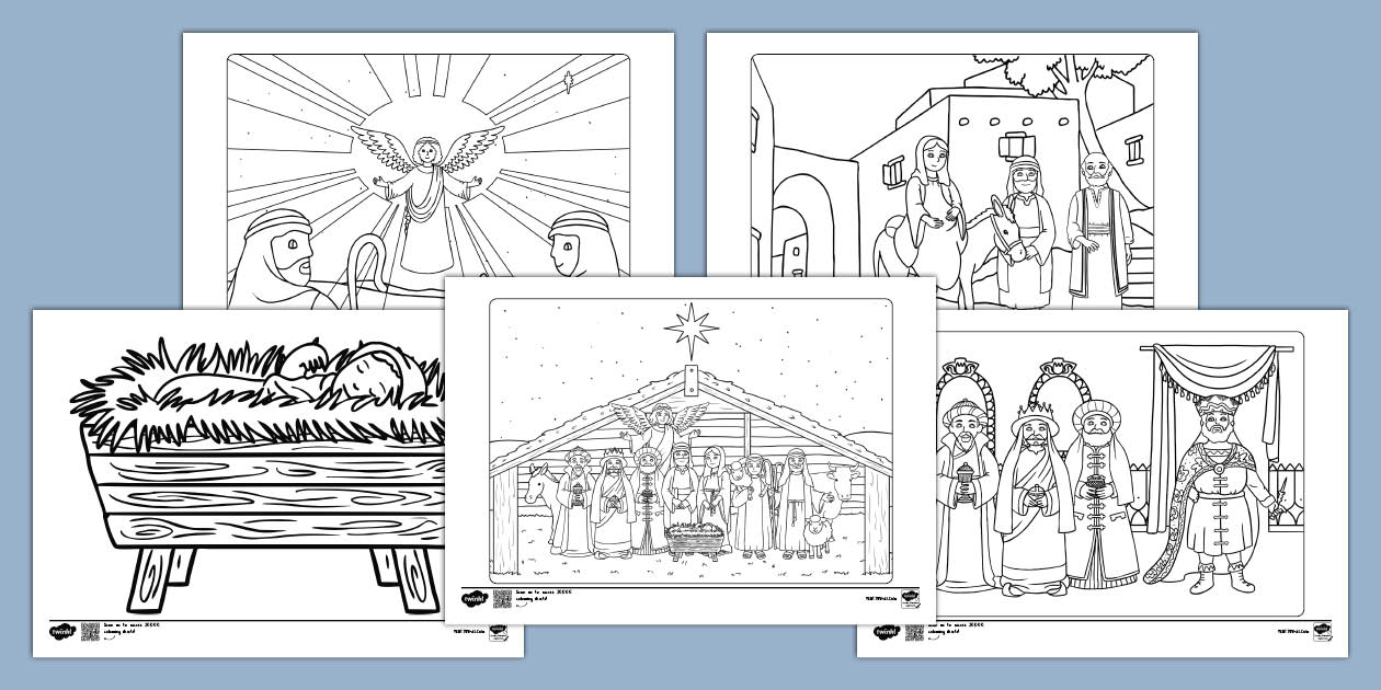 Simple Nativity Scene Colouring Pages - Twinkl Nativity