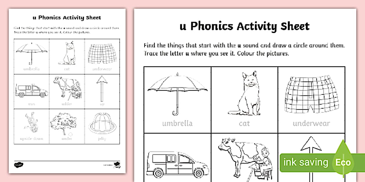 u Phonics Worksheet - u Phonics Activities - Twinkl
