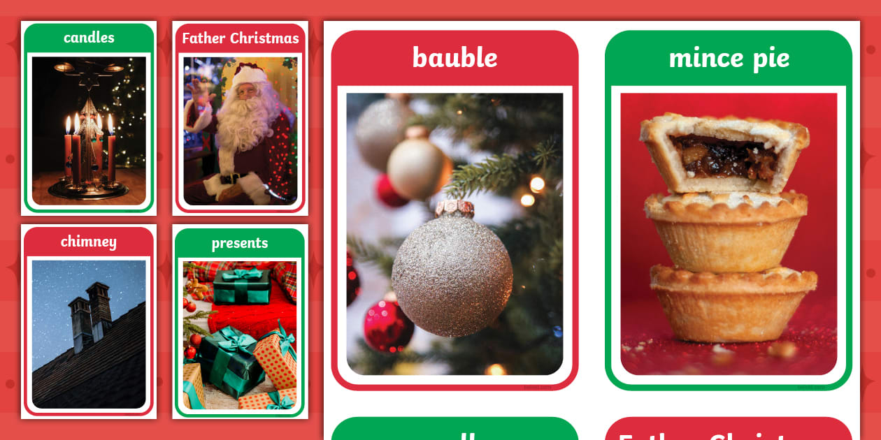 Christmas Vocabulary Photo Flashcards - Twinkl