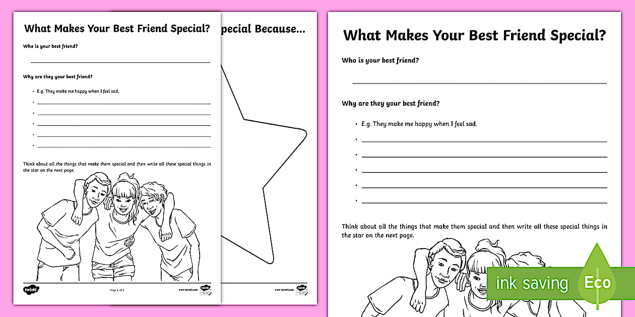 What Makes Your Best Friend Special? Worksheet - Twinkl