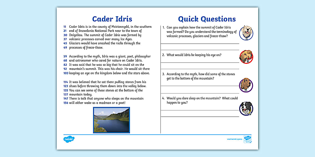 60-Second Read Cader Idris (teacher made) - Twinkl