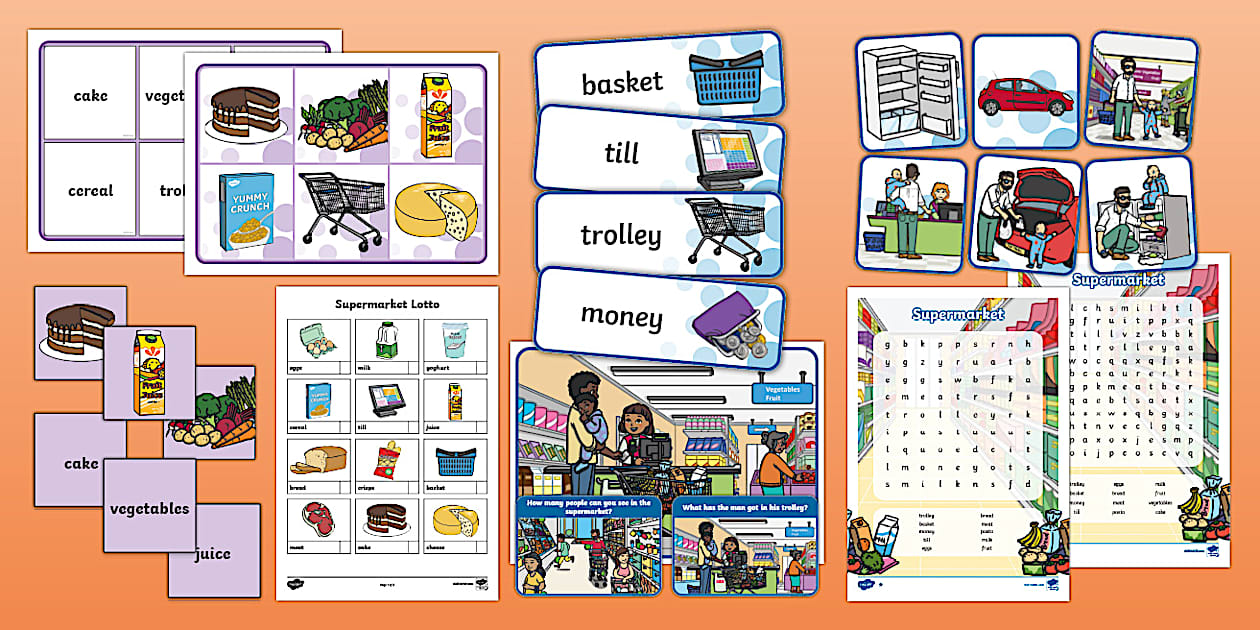 Supermarket Vocabulary and Comprehension Pack - Twinkl