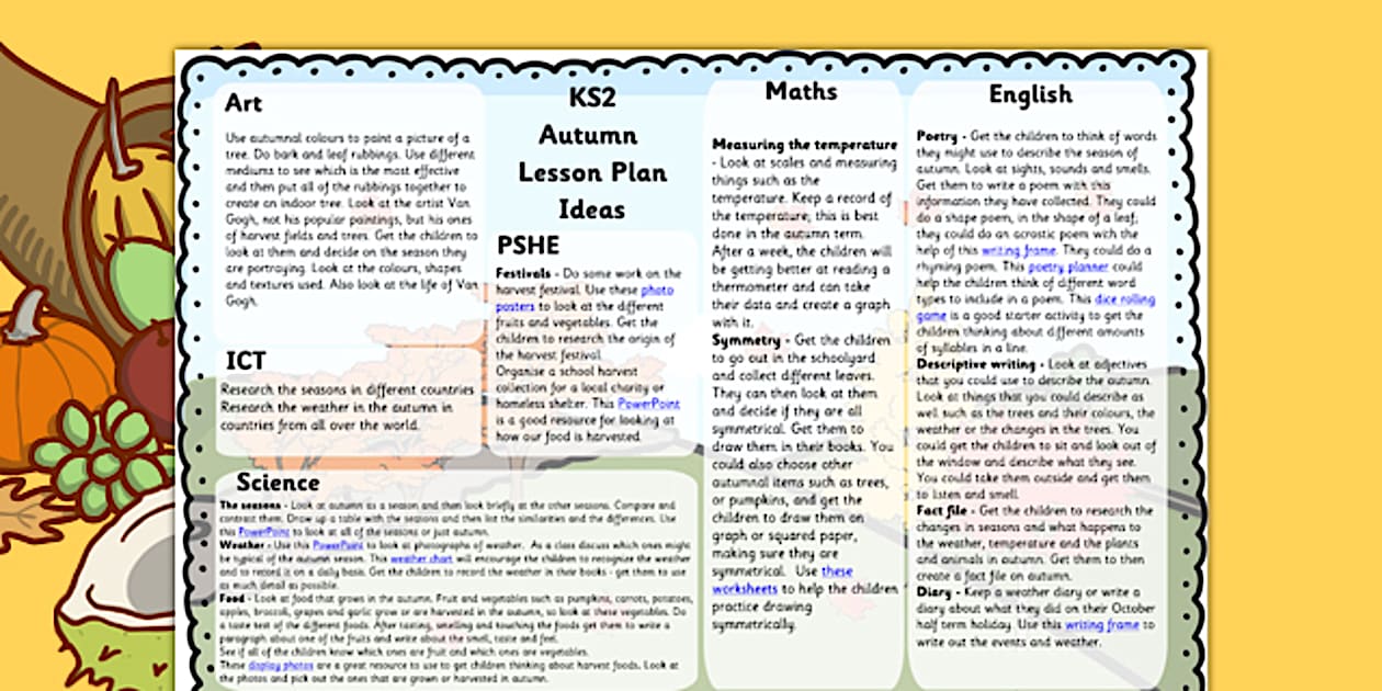 KS2 Autumn Lesson Plan Ideas (teacher made) - Twinkl
