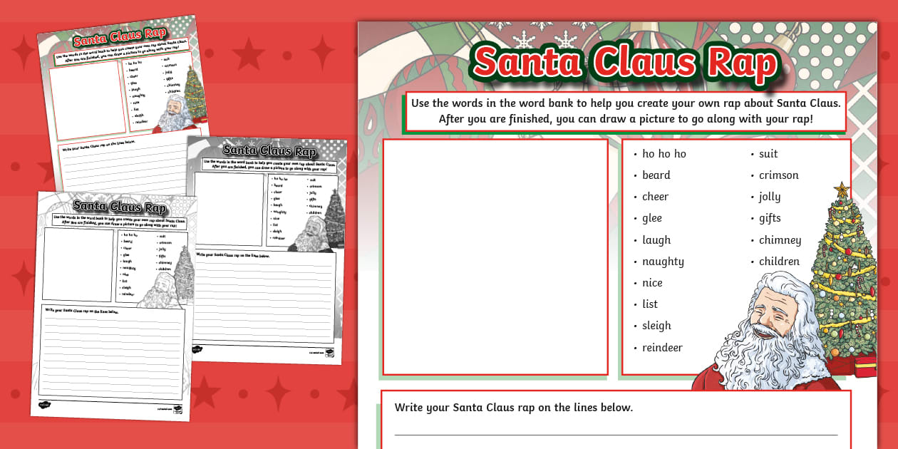 Santa Claus Rap Writing Template (teacher made) - Twinkl