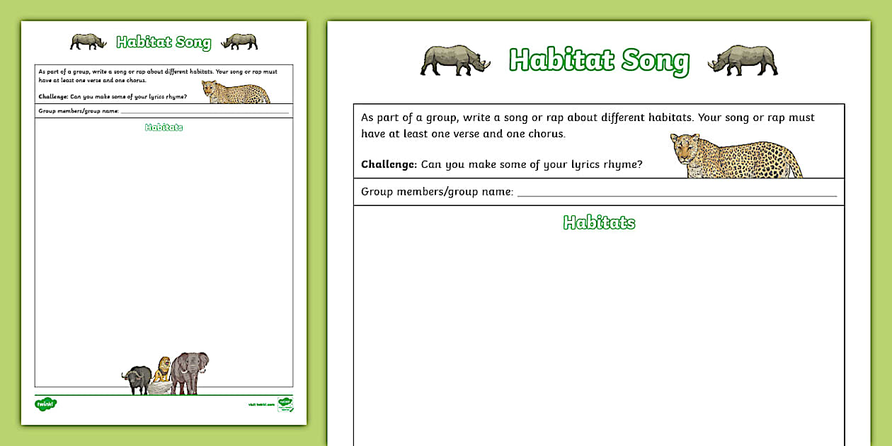 Habitat Song Writing Activity (Teacher-Made) - Twinkl