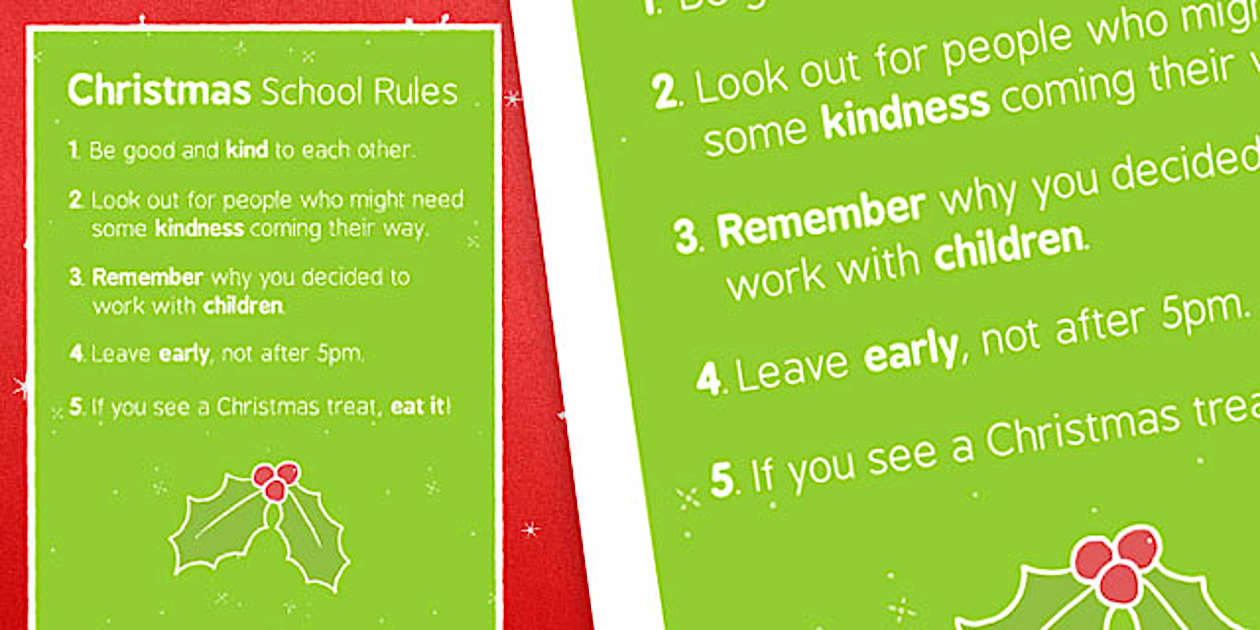 👉 Christmas School Rules Display Poster - Twinkl