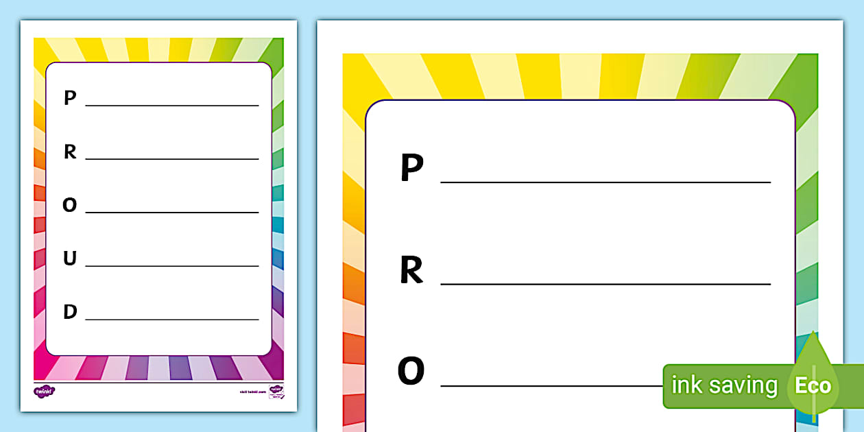 Proud Acrostic Poem Template,proud (teacher made) - Twinkl