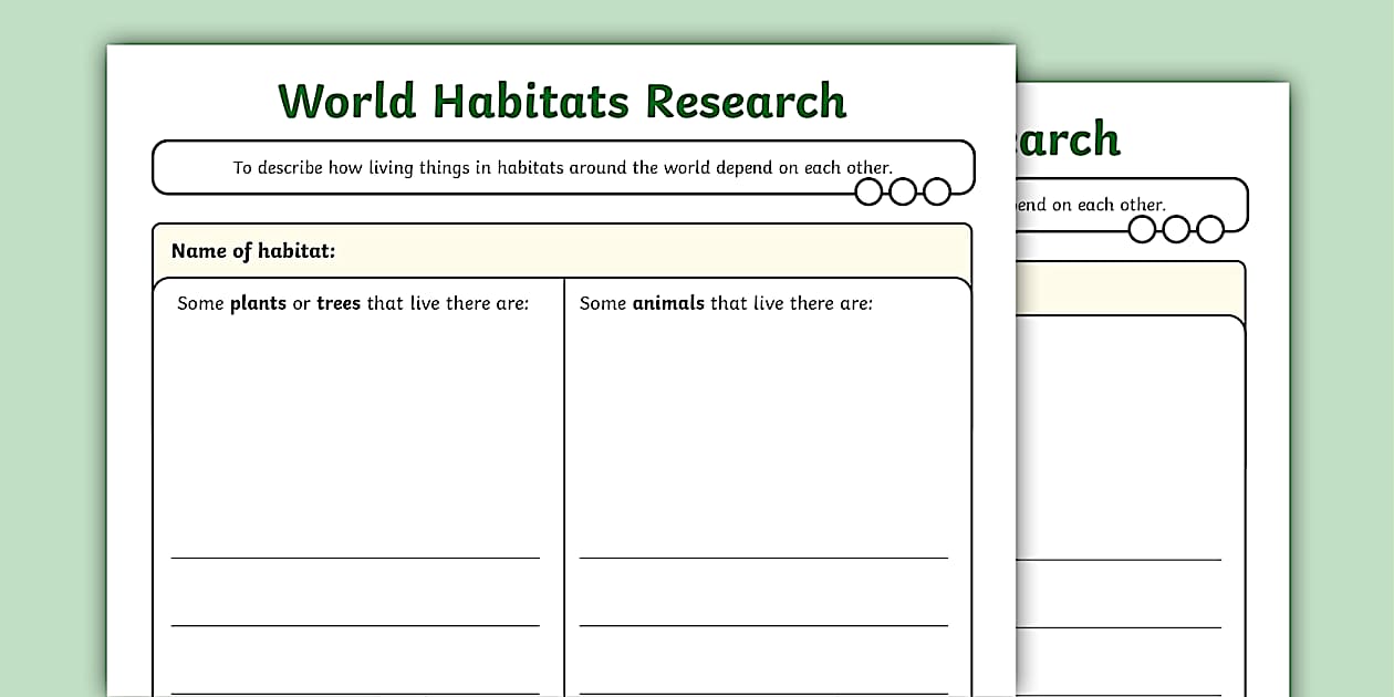 World Habitat Research Differentiated Activity Sheets