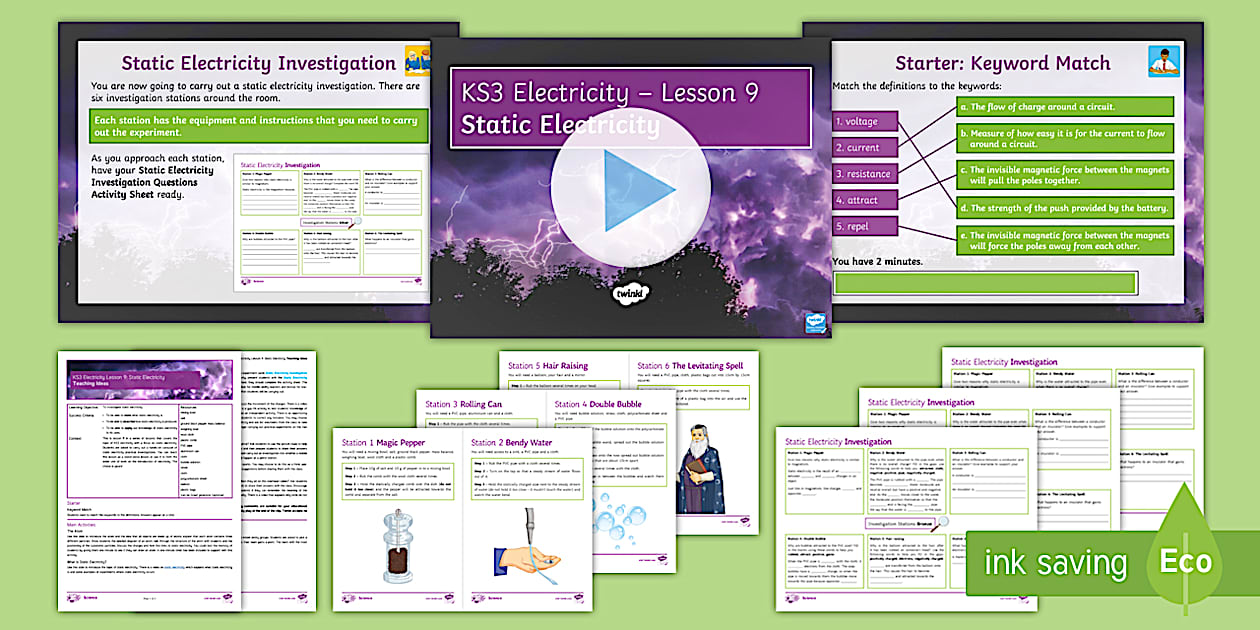 Electricity Lesson 9: Static Electricity (teacher made)