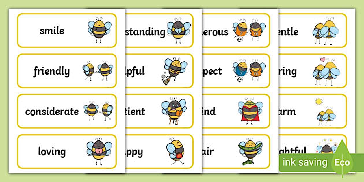 Editable Bee Kind Display Word Cards (teacher made) - Twinkl