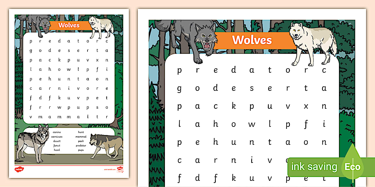 Wolves Word Search (teacher made) - Twinkl
