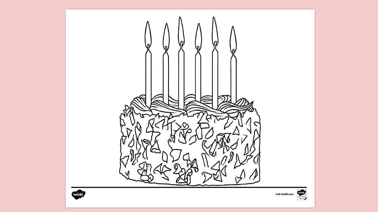 Chocolate Cake Candle Colouring | Colouring Sheets - Twinkl