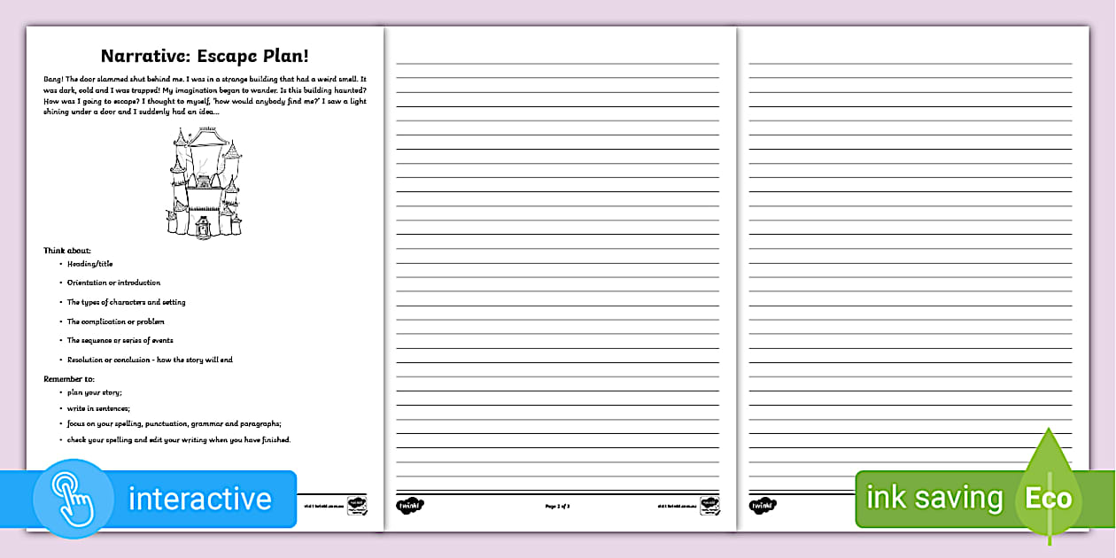 NAPLAN Style Writing Year 3 or Year 5 Example Test Set 6 Narrative Text