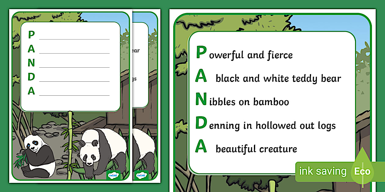 Panda Acrostic Poem Example Template - Twinkl