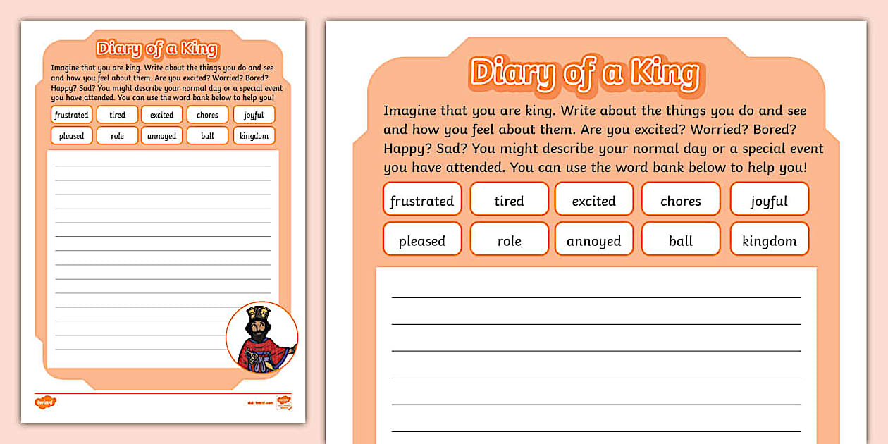 Diary of a King or Queen Writing Frame (teacher made)