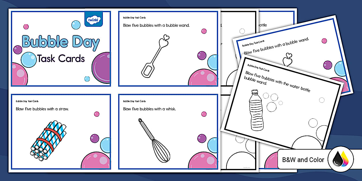 Bubble Day Task Cards for K-2nd Grade (Teacher-Made)