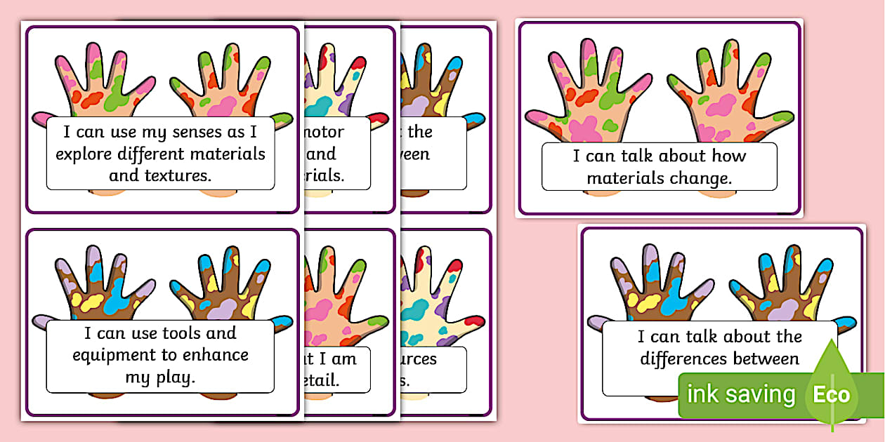 EYFS I Can Messy Play Area Continuous Provision Prompt Cards