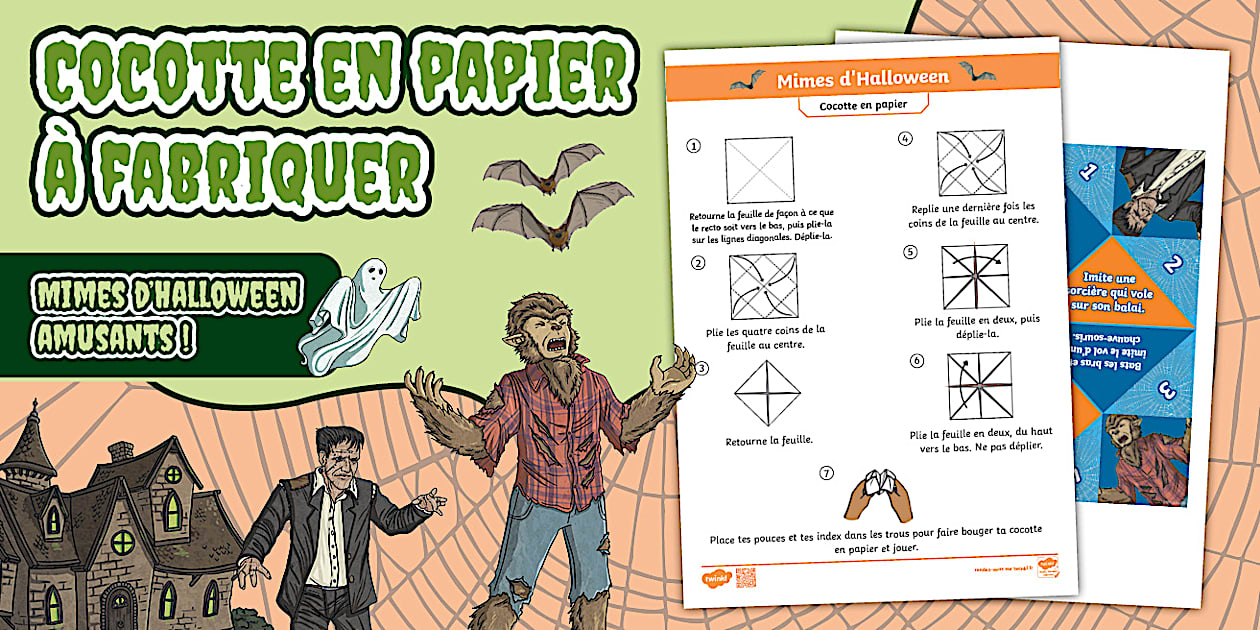 * NEW * Cocotte en papier : Mimes d'Halloween - Twinkl