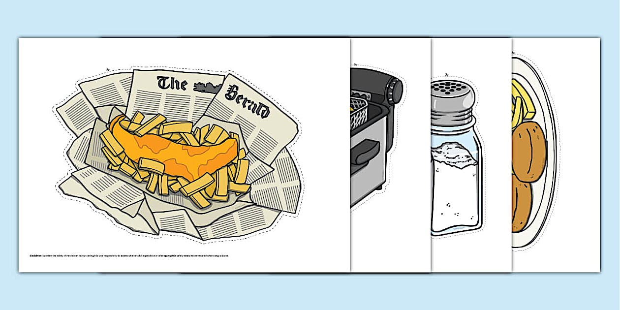 Fish and Chip Shop Cut-Outs (teacher made) - Twinkl