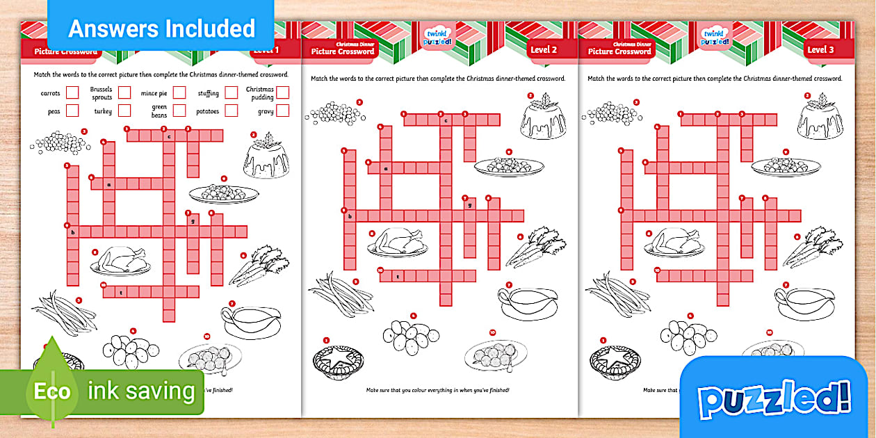Christmas Dinner Food Crossword - AL - Twinkl Puzzled - kids