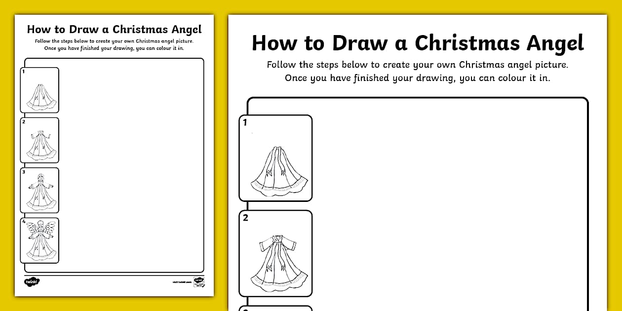 Drawing a Christmas Angel Activity (teacher made) - Twinkl