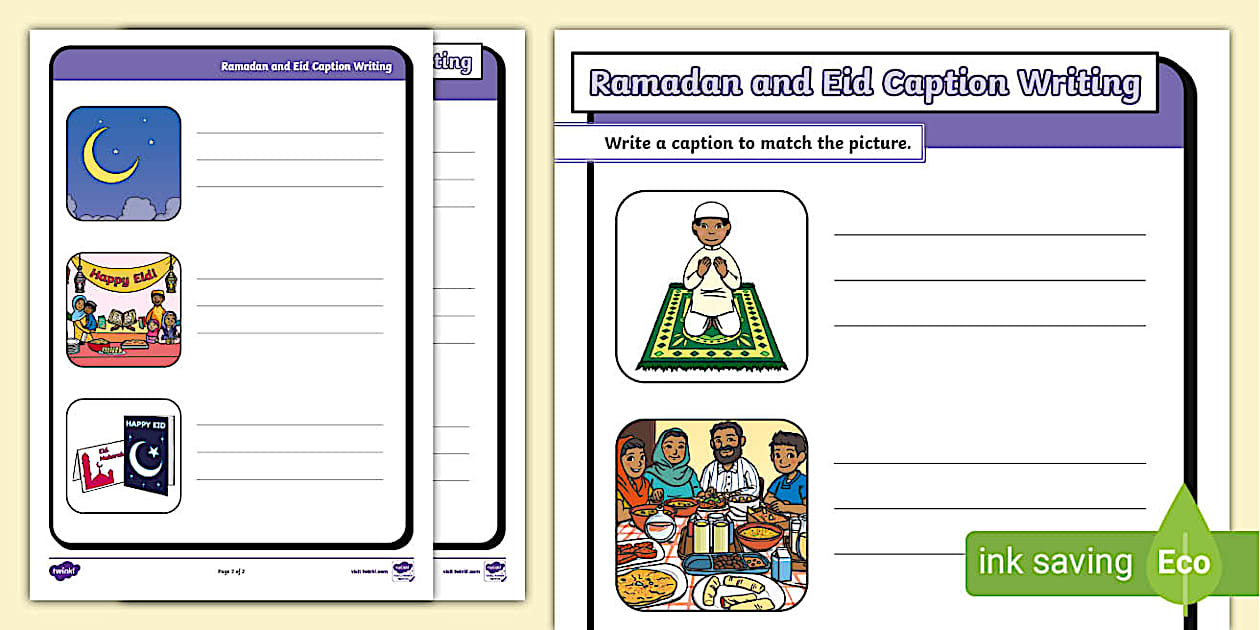 Ramadan and Eid Caption Writing Activity - Twinkl