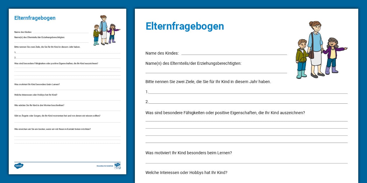 Elternabend: Elternfragebogen (teacher made) - Twinkl