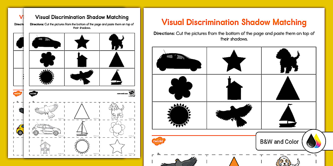 Visual Discrimination Shadow Matching Cut and Paste Worksheet