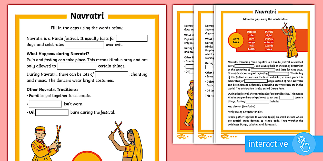 Navratri Differentiated Go Respond Worksheet / Worksheets