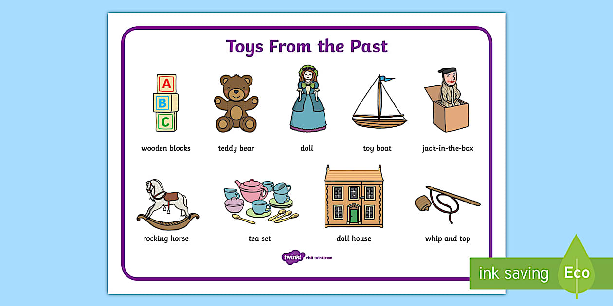Toys from the Past Word Mat (teacher made) - Twinkl