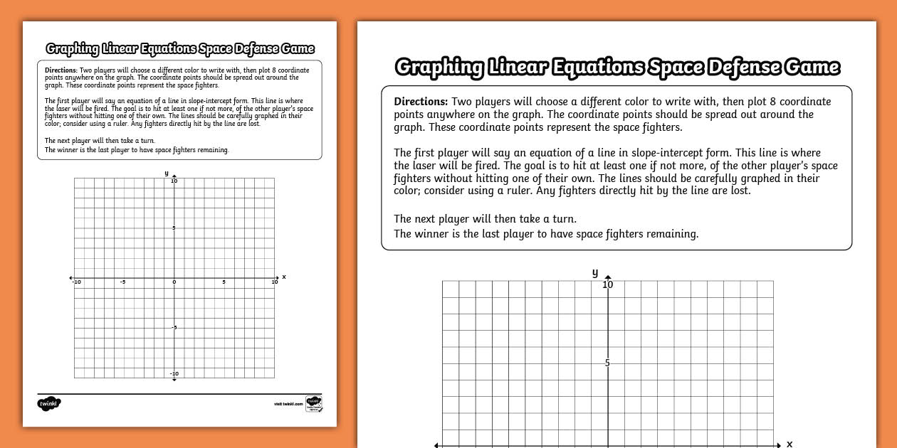 Eighth Grade Graphing Linear Equations Space Defense Game