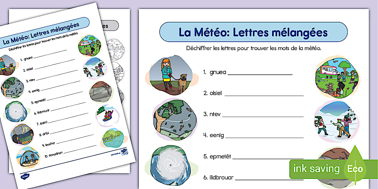 La Météo Worksheet | Twinkl French Weather