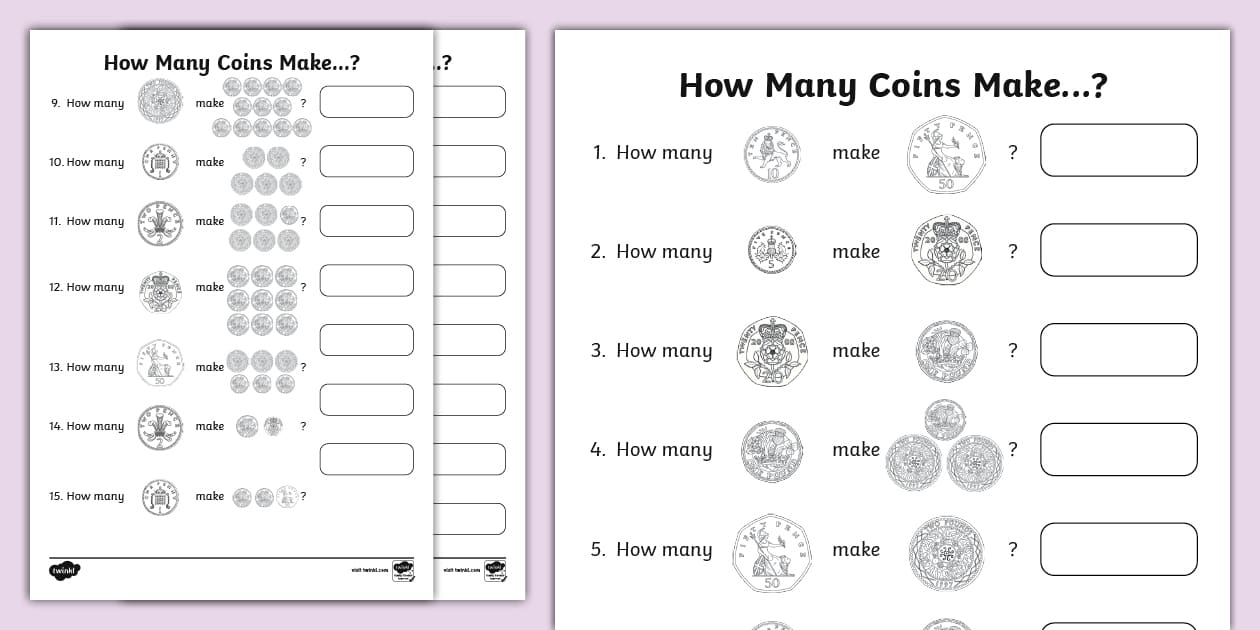 How Many Coins Make..? UK Worksheet / Worksheet
