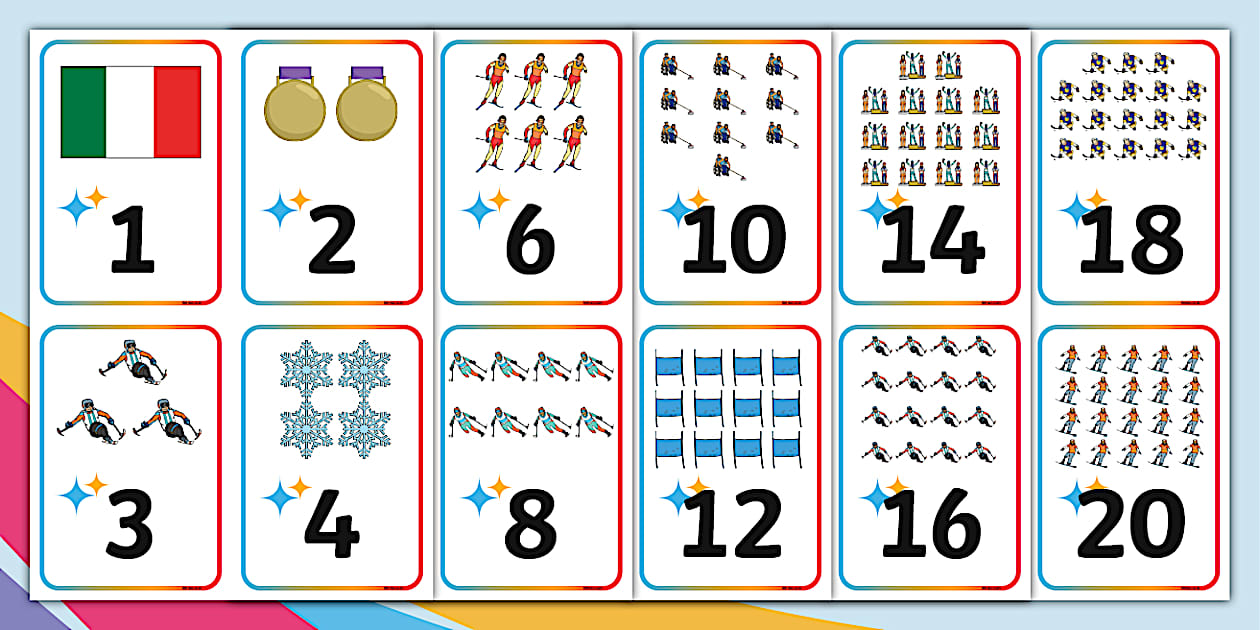 Winter Para-Games 0-20 Number Cards (teacher made) - Twinkl