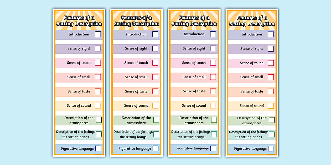 Features of a Setting Description Checklist Bookmark