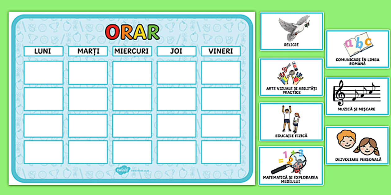Orar Decupeaza si lipeste (teacher made) - Twinkl