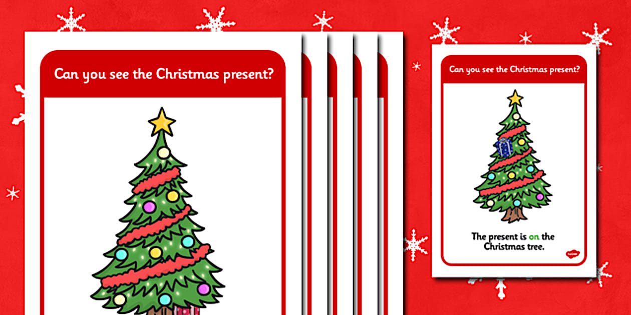 "Can you see the Christmas Present?" Positional Language Posters