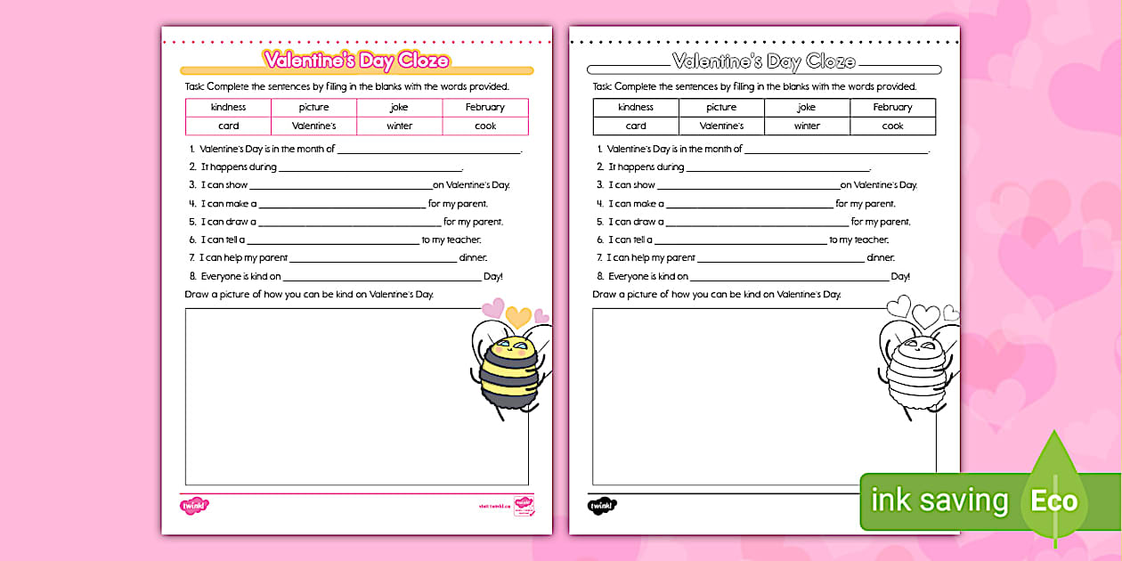 Valentine's Day Cloze Activity - Grades K-3 (teacher made)