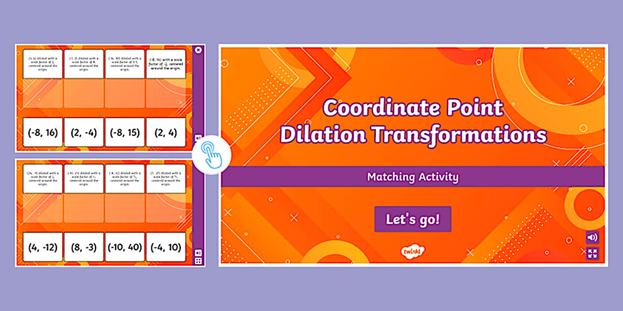 Eighth Grade Coordinate Point Dilation Transformations Interactive Matching