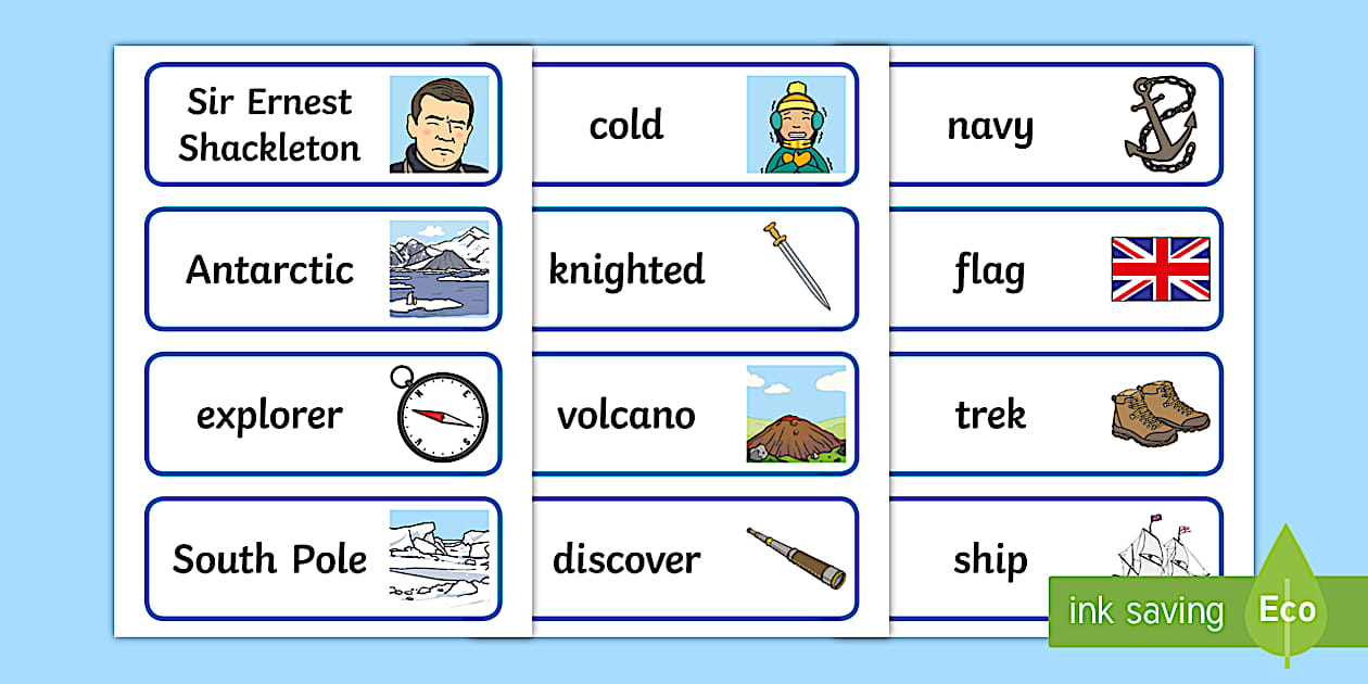 Ernest Shackleton Word Cards (teacher made) - Twinkl