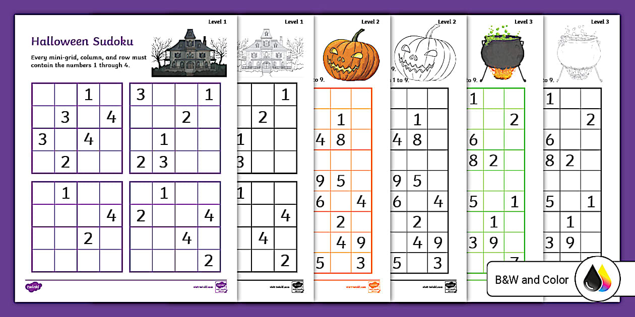 Printable Halloween Sudoku Puzzles for Kids | Twinkl USA