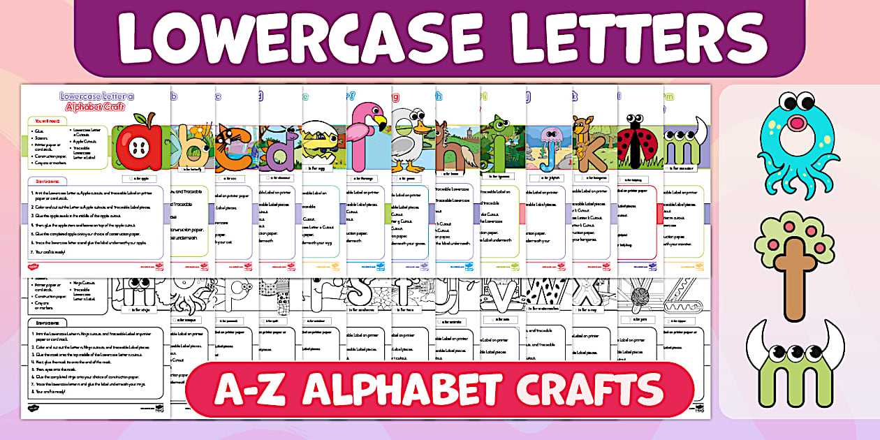 Lowercase Letters a-z Craft Activity Pack (teacher made)