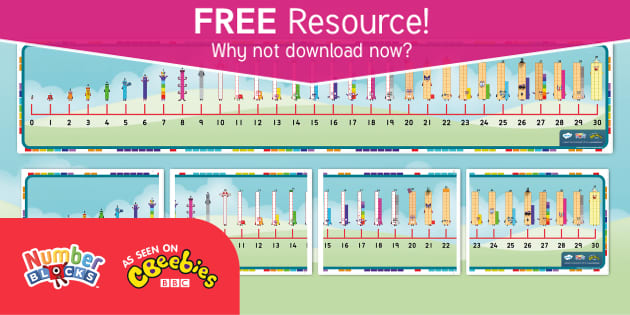 FREE Numberblocks: 0-30 Number Line Banner (teacher made)