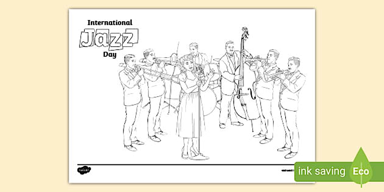 International Jazz Day Colouring Page (teacher made)
