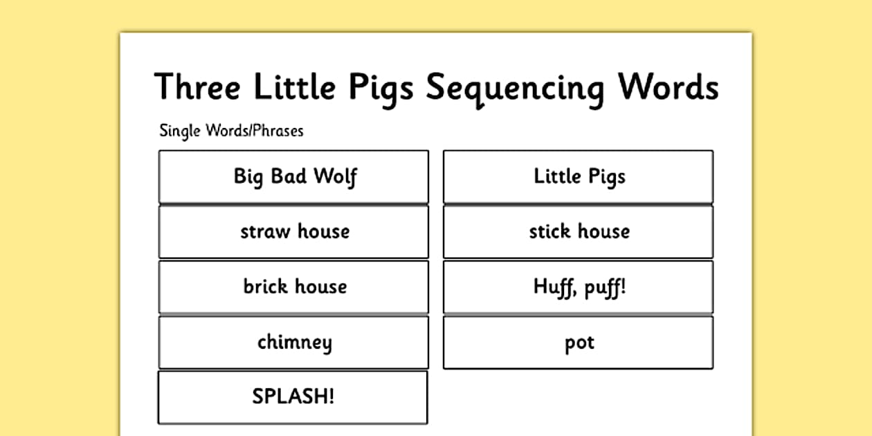 3 Little Pigs Story Sequencing Words (Lehrer gemacht)