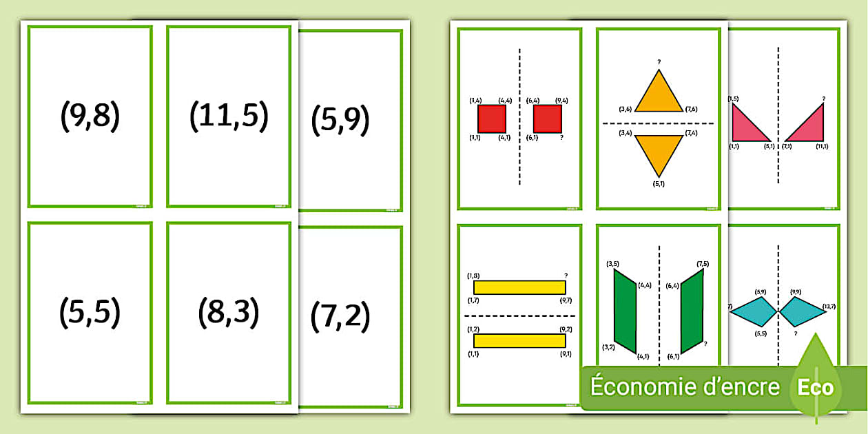 Paires de cartes sur la symétrie de formes en 2D - Twinkl